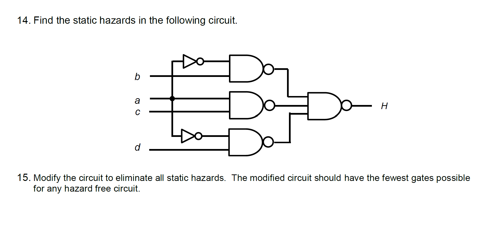 Solved 14. Find the static hazards in the following circuit. | Chegg.com