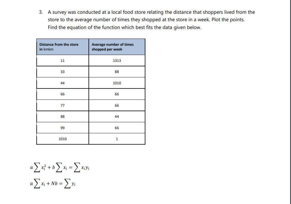 Solved 3. A survey was conducted at a local food store | Chegg.com