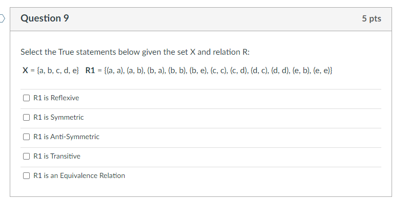 Solved Select the True statements below given the set X and | Chegg.com