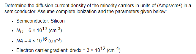 Solved Determine the diffusion current density of the | Chegg.com