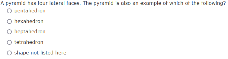 Solved A pyramid has four lateral faces. The pyramid is also | Chegg.com