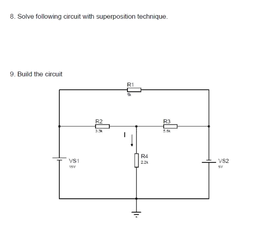 Solved Solve following circuit with superposition technique. | Chegg.com