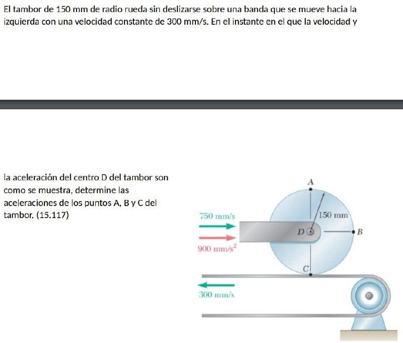 Solved El tambor de 150 mm de radio rueda sin deslizarse | Chegg.com