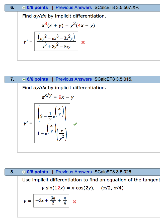Solved 6. 0/6 points | Previous Answers SCalcET8 3.5.507.XP. | Chegg.com