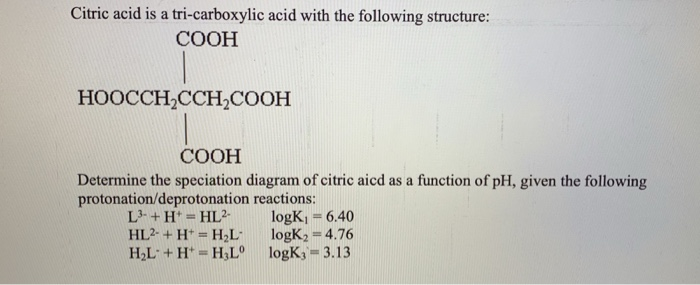 Solved Citric acid is a tri-carboxylic acid with the | Chegg.com