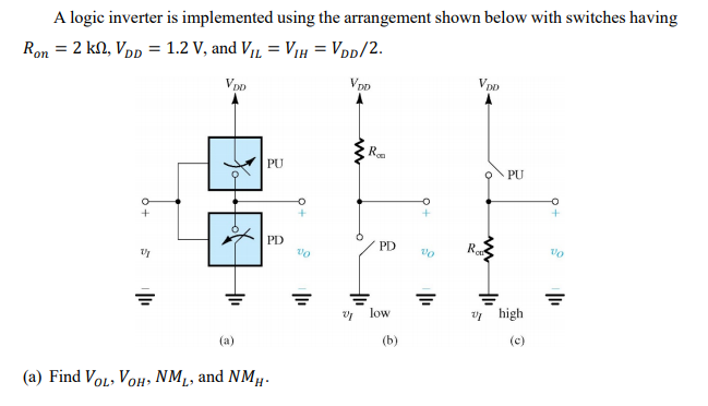 Solved A logic inverter is implemented using the arrangement | Chegg.com