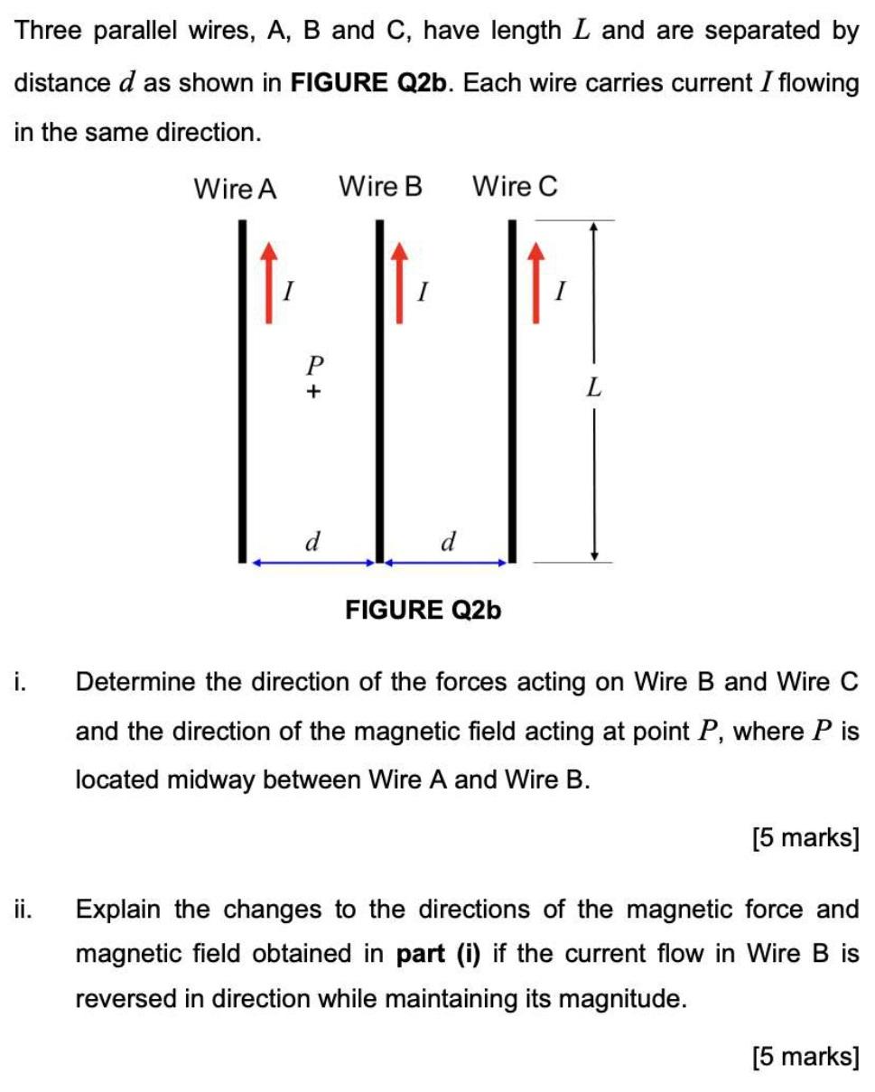 Solved Three parallel wires, A, B and C, have length L and | Chegg.com