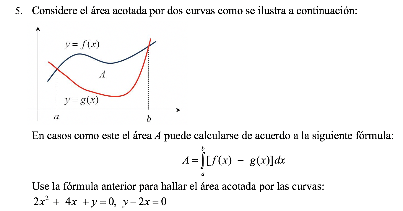 Solved Considere el área acotada por dos curvas como se | Chegg.com