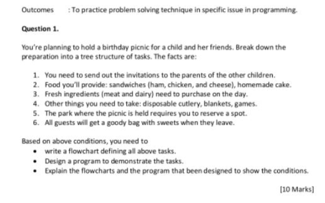 Solved Outcomes To practice problem solving technique in | Chegg.com