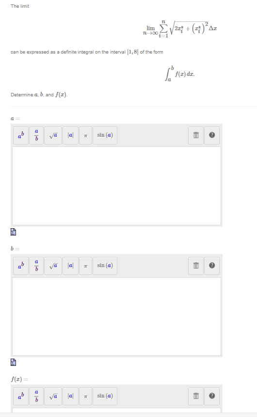 Solved The limit lim 100 270 + +()’Az can be expressed as a | Chegg.com