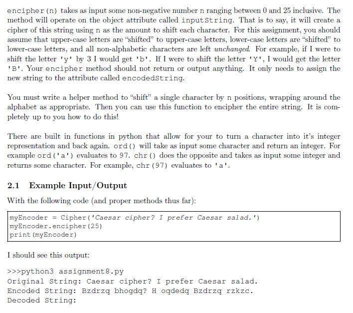 Solved encipher (n) takes as input some non-negative number | Chegg.com