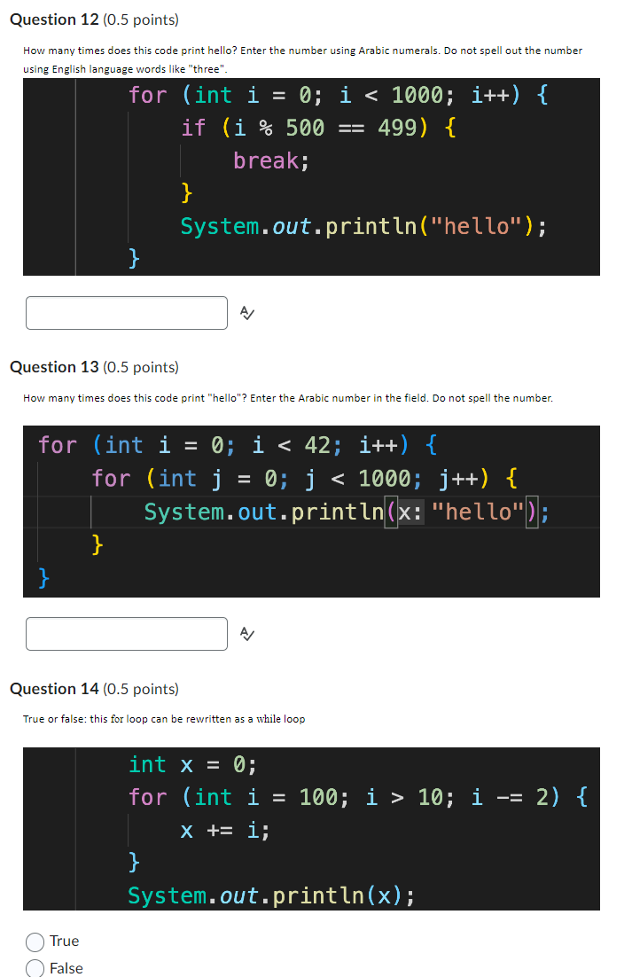 Solved Question 12 (0.5 points) How many times does this | Chegg.com