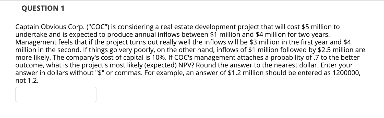Solved QUESTION 1 Captain Obvious Corp. ("COC") is | Chegg.com