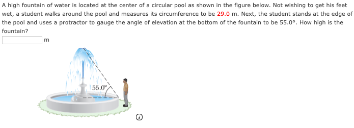 Solved A high fountain of water is located at the center of | Chegg.com