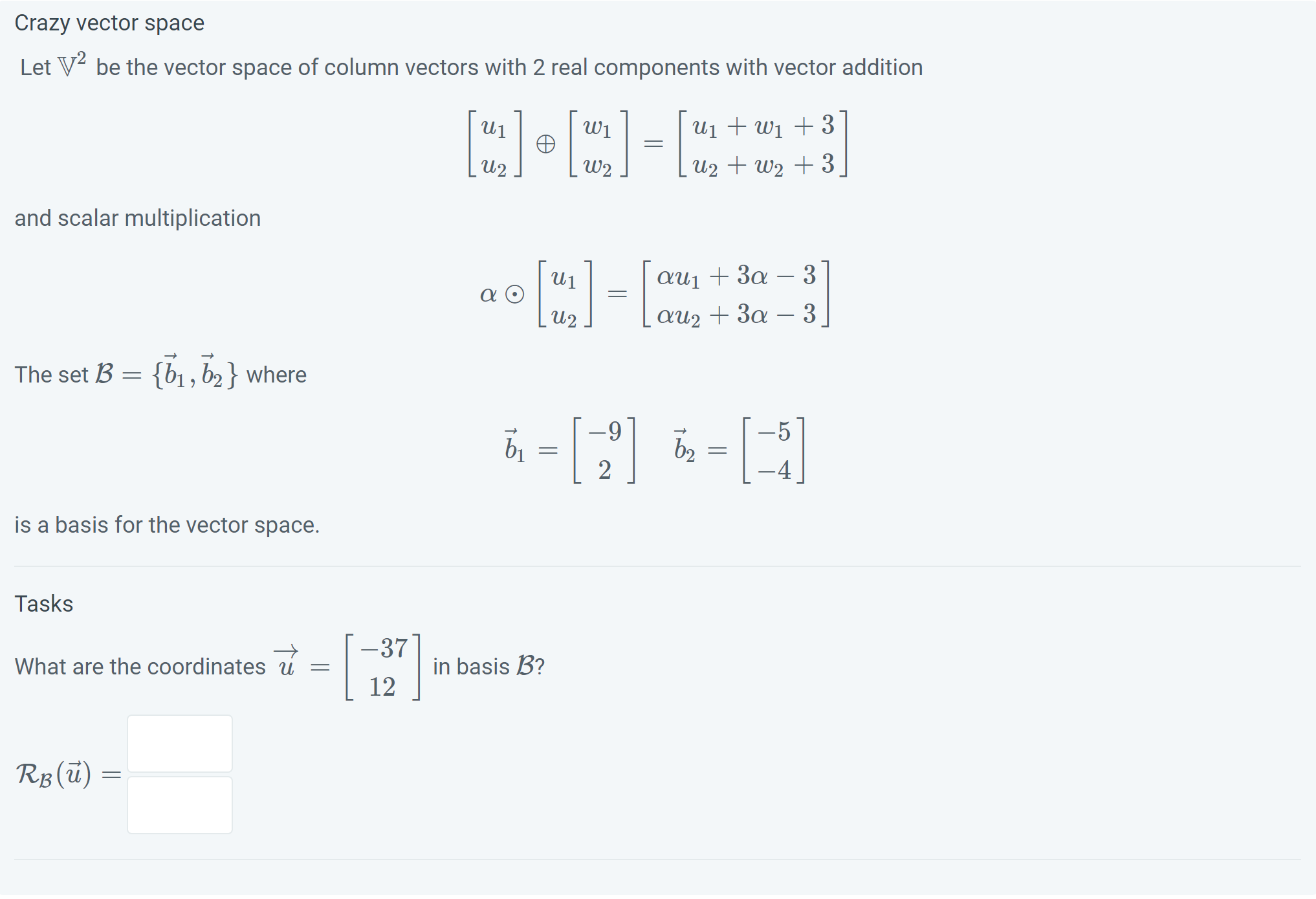 Solved Crazy vector spaceLet V2 ﻿be the vector space of | Chegg.com