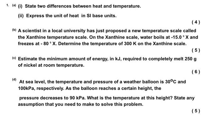 Solved 1. (a) (i) State two differences between heat and | Chegg.com