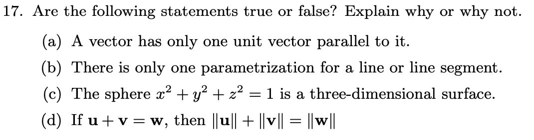 Solved 7. Are the following statements true or false? | Chegg.com