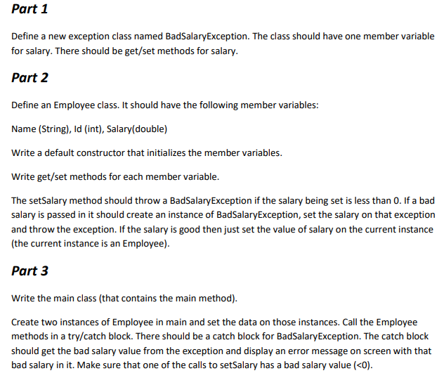 Solved Part 1 Define A New Exception Class Named 