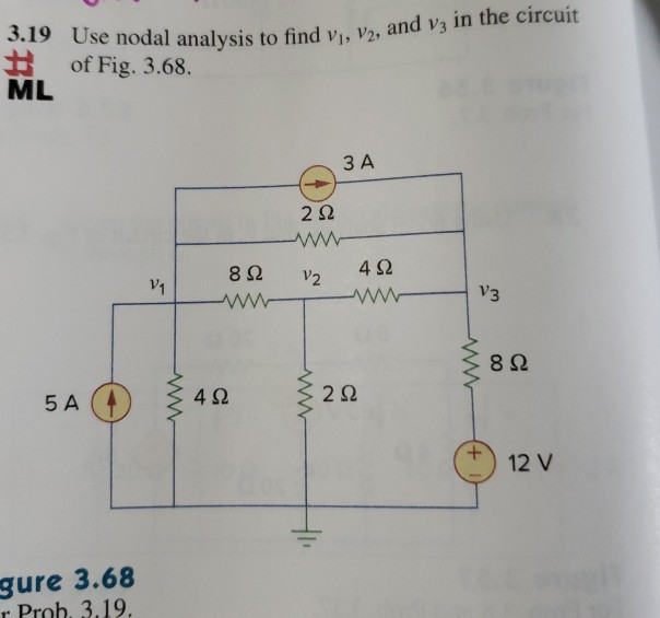 Solved odal analysis to find y, V, and V3 in the circuit | Chegg.com