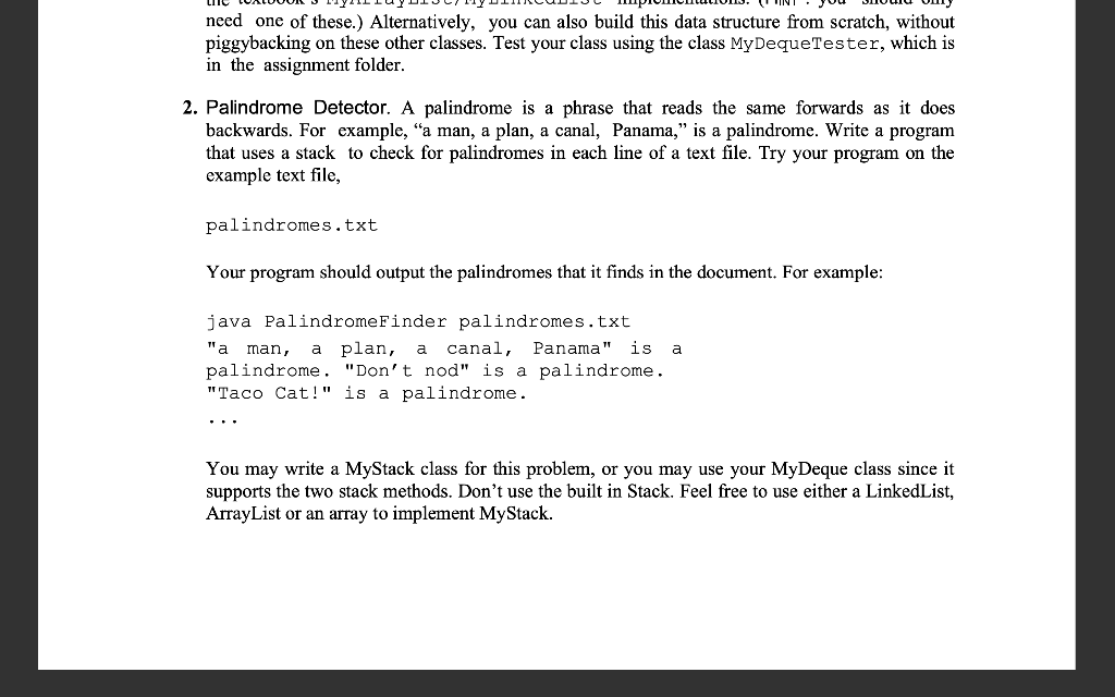 Solved Are the following lines palindromes? YES IN JAVA | Chegg.com