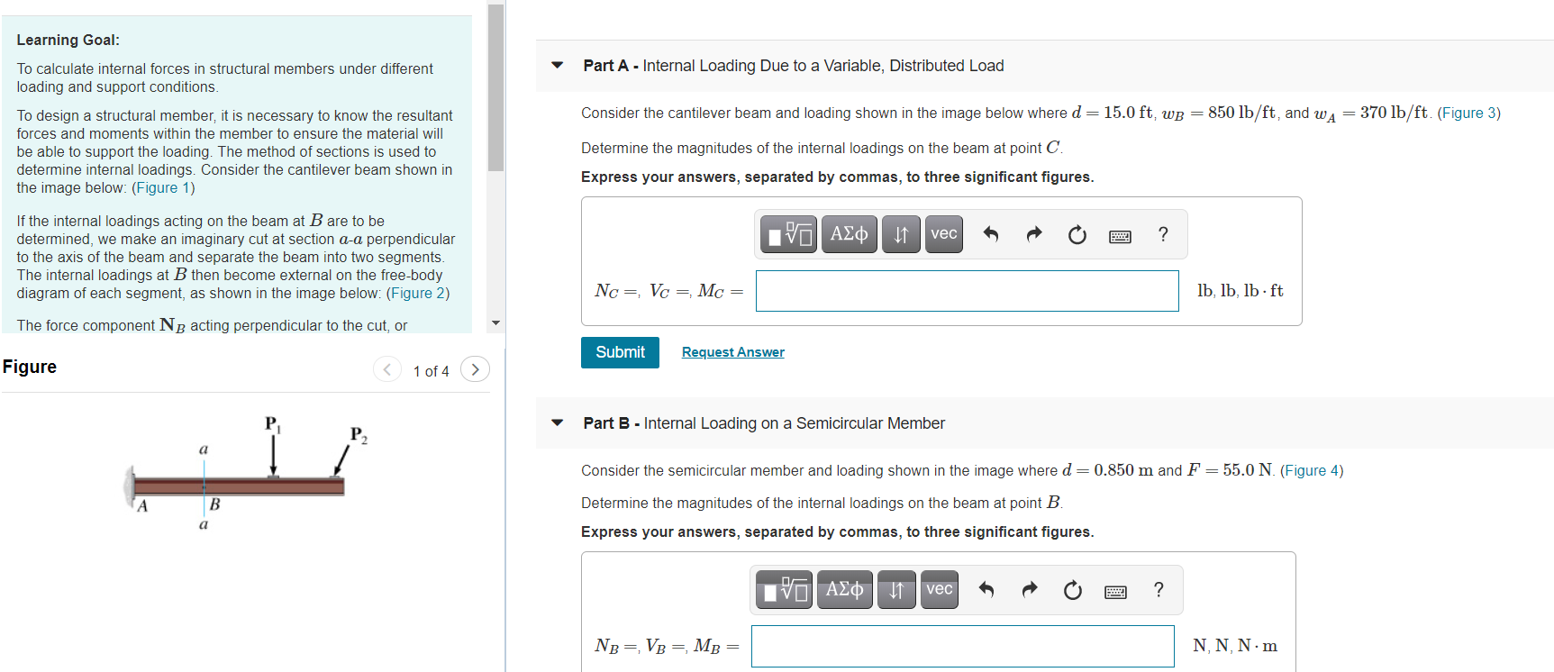 Solved Part A - Internal Loading Due to a Variable, | Chegg.com