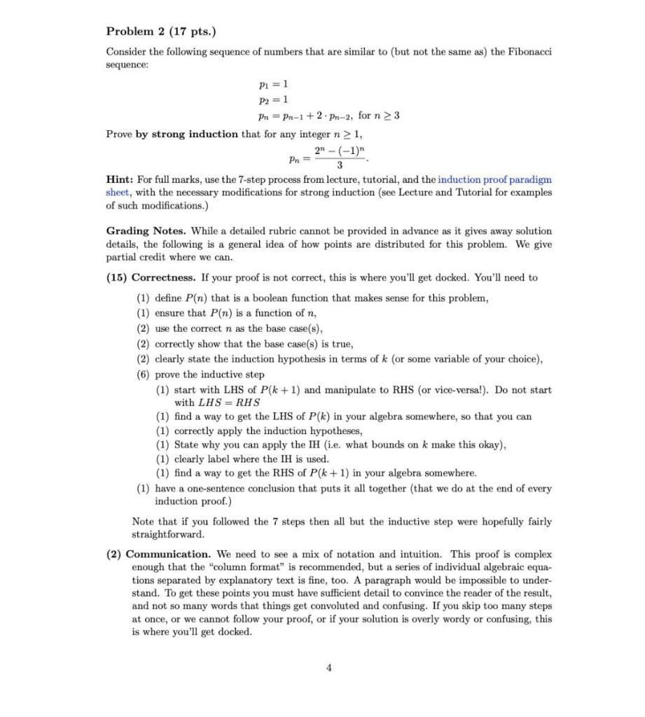 Problem 2 (17 pts.) Consider the following sequence | Chegg.com