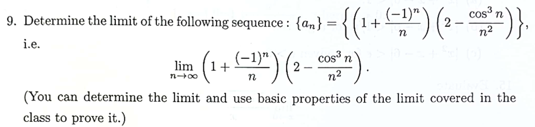 Solved Determine the limit of the following sequence : | Chegg.com