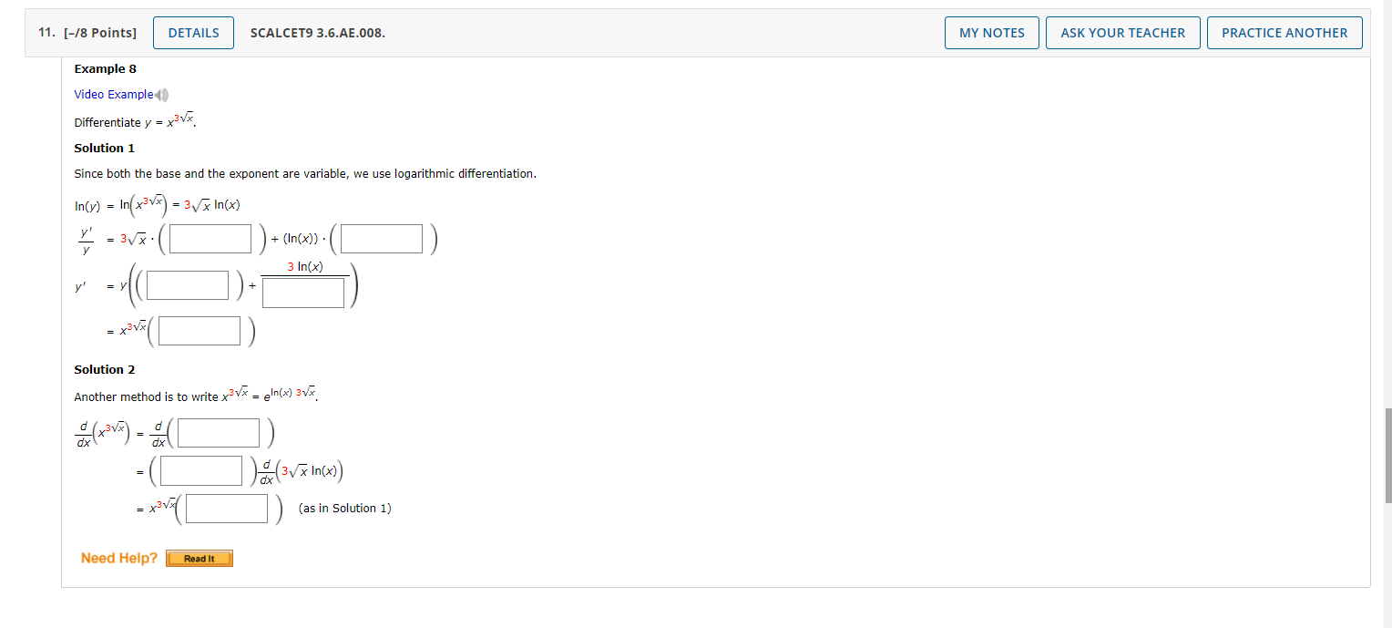 Solved 11. [-/8 Points] DETAILS SCALCET9 3.6.AE.008. MY | Chegg.com