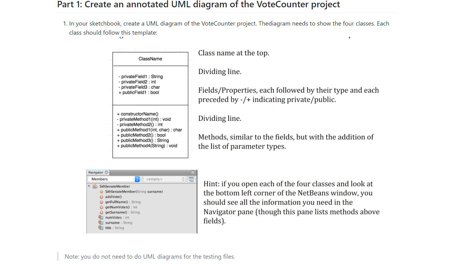 Solved Part 1: Create an annotated UML diagram of the | Chegg.com