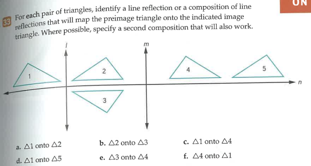Solved 33. For each pair of triangles, identify a line | Chegg.com
