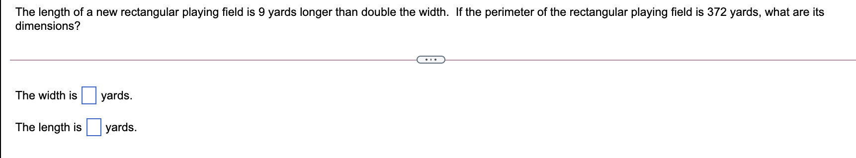 Solved The length of a new rectangular playing field is 9 | Chegg.com