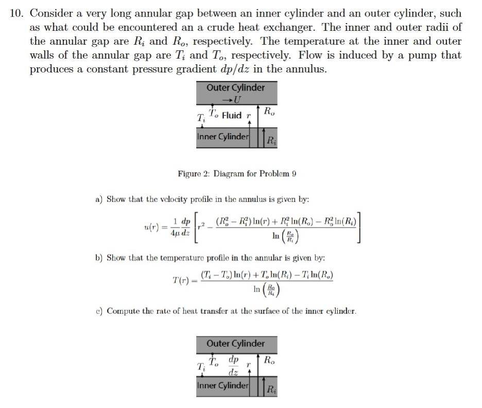 Solved 10. Consider a very long annular gap between an inner | Chegg.com