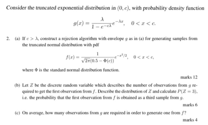 Solved Consider the truncated exponential distribution in | Chegg.com
