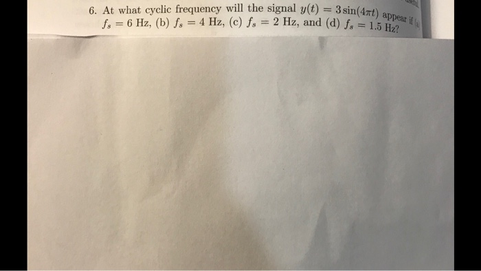 Solved At what cyclic frequency will the signal y(t) = | Chegg.com