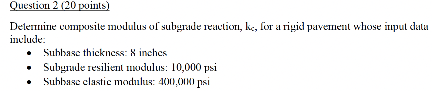 Solved Determine Composite Modulus Of Subgrade Reaction Kc