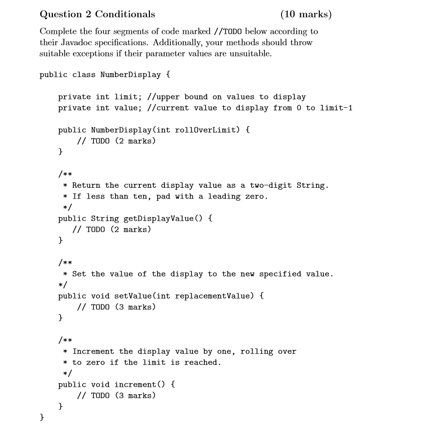 Solved (10 marks) Question 2 Conditionals Complete the four | Chegg.com