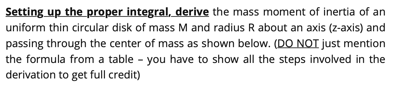 Solved Setting up the proper integral, derive the mass | Chegg.com