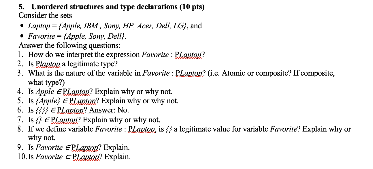 Solved 5 Unordered Structures And Type Declarations