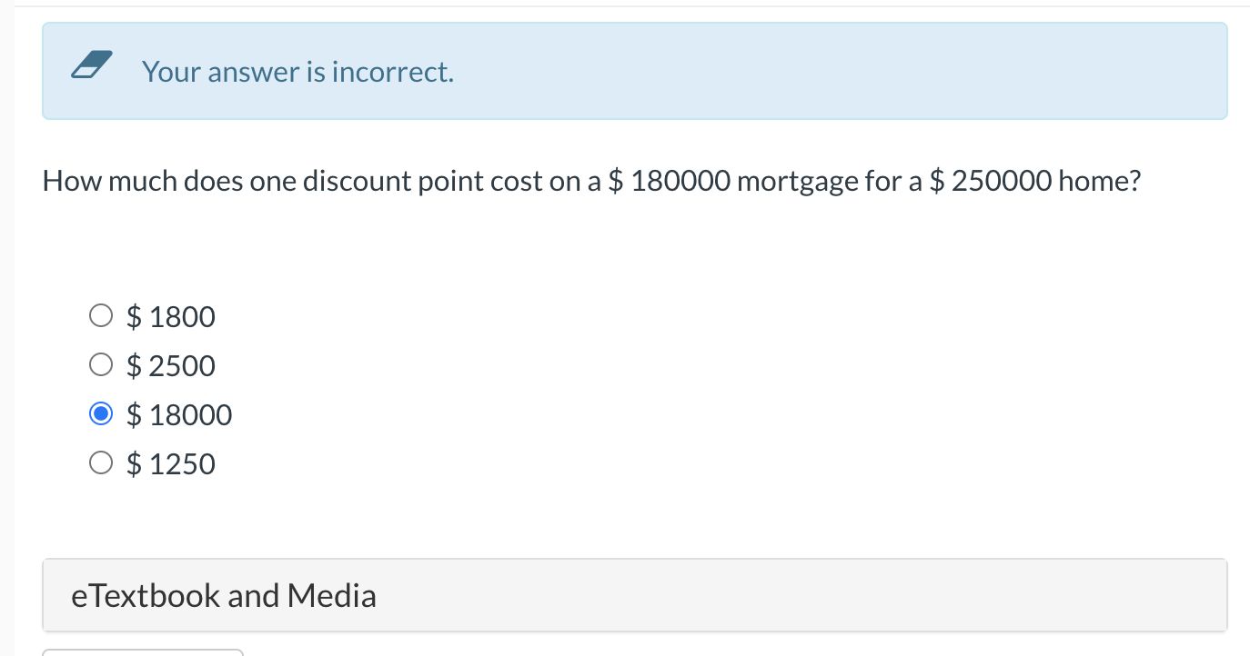 Solved Your answer is incorrect. How much does one discount | Chegg.com