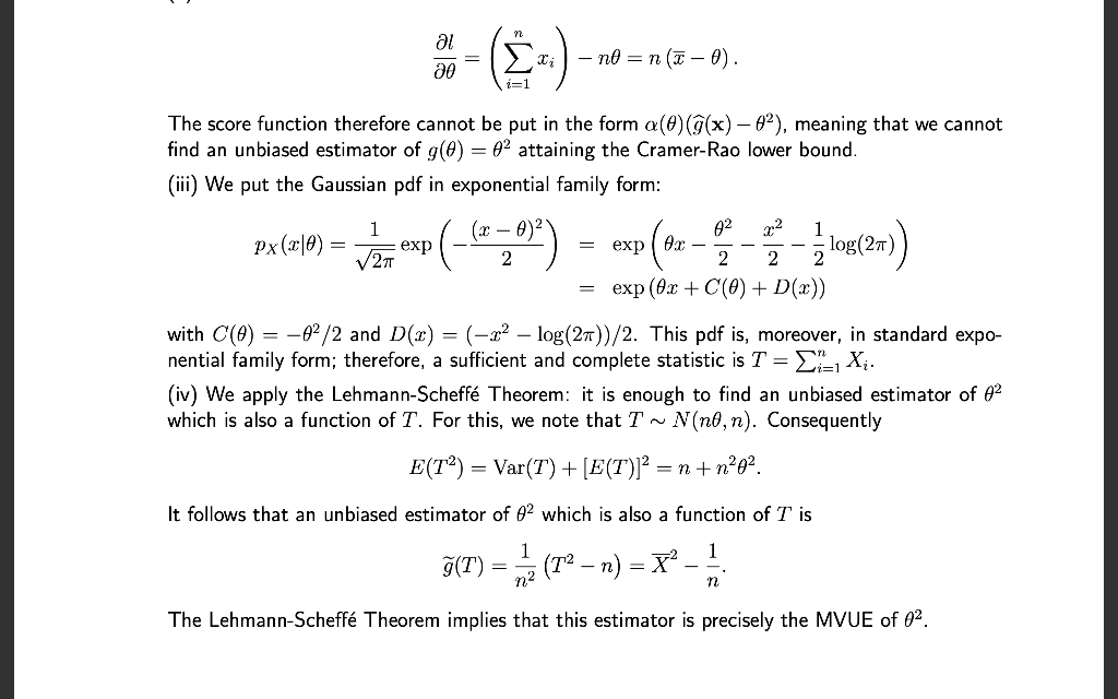 Solved 2. [Cramer-Rao Lower Bound, Lehmann-Scheff ́e Theorem | Chegg.com