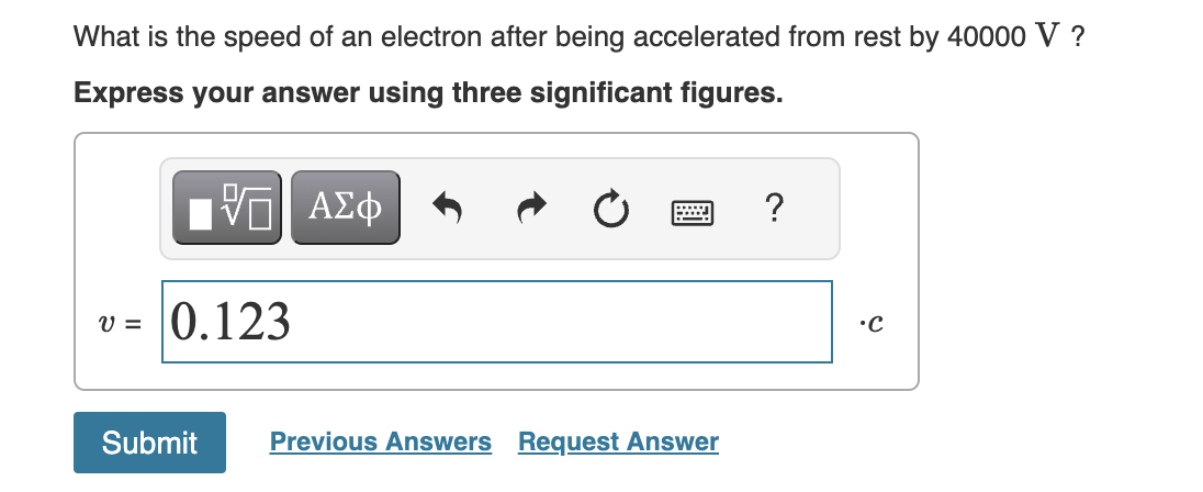 Solved What is the speed of an electron after being | Chegg.com