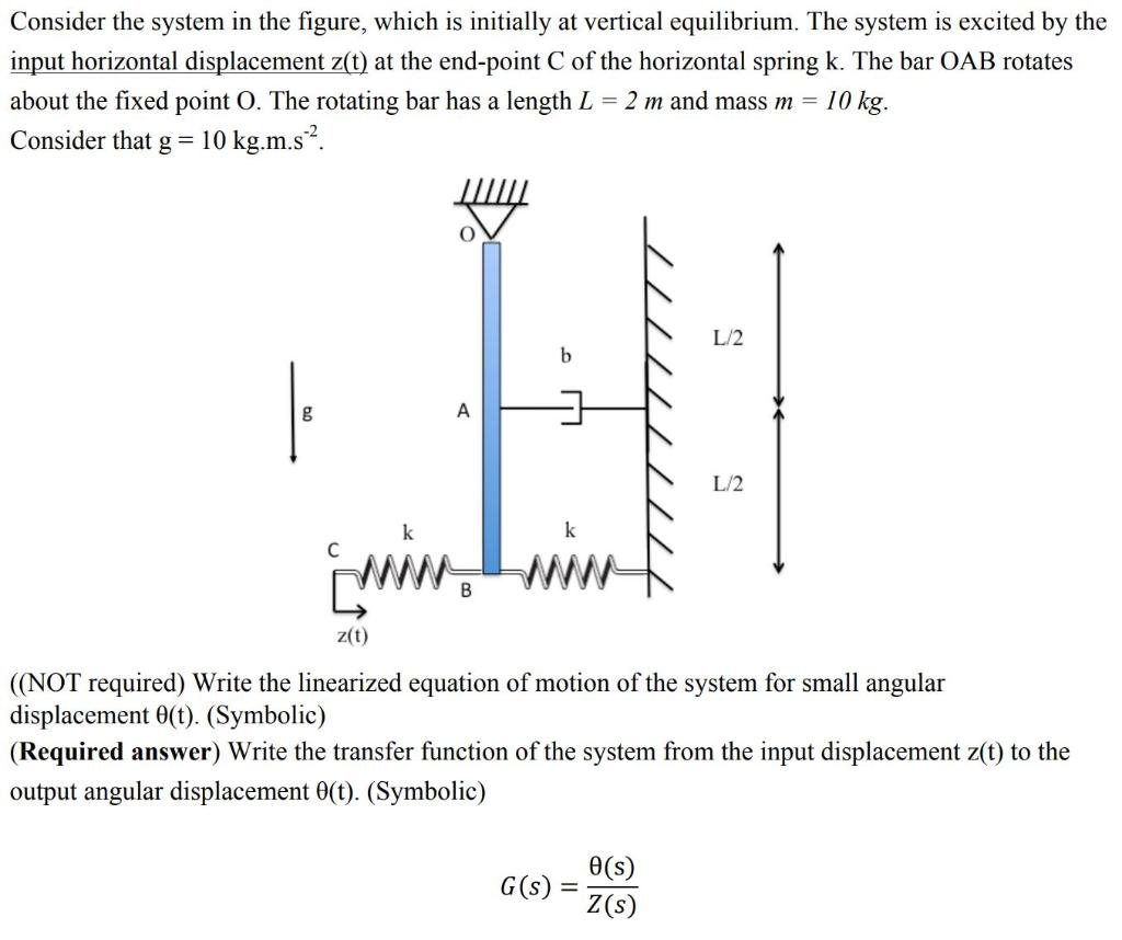 Solved Consider the system in the figure, which is initially | Chegg.com