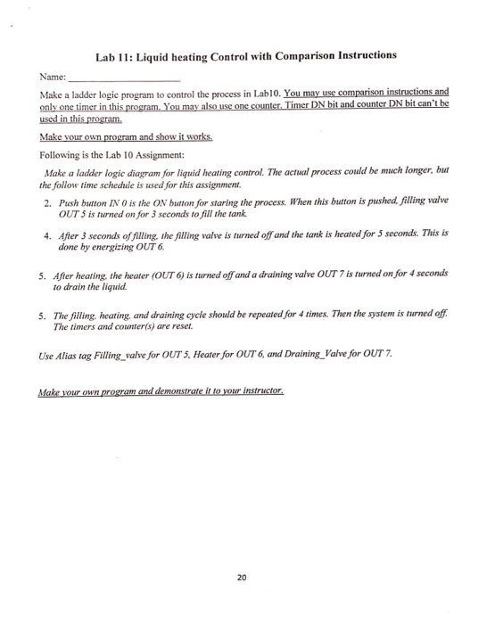 Solved Lab 11: Liquid heating Control with Comparison | Chegg.com