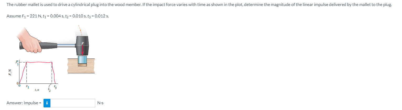 Solved The rubber mallet is used to drive a cylindrical plug | Chegg.com