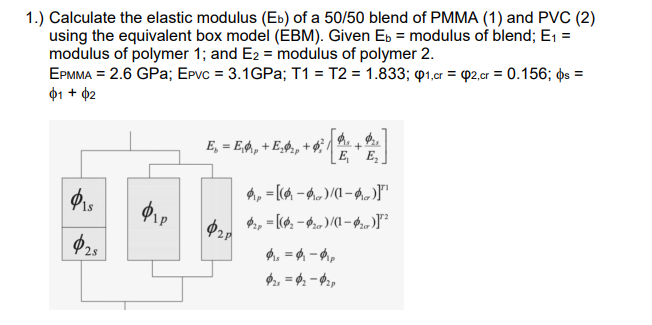 Solved 1.) ﻿Calculate the elastic modulus ( {:Eb) ﻿of a 5050 | Chegg.com