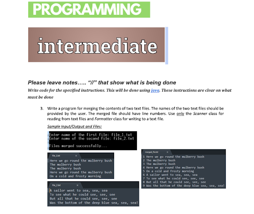 Solved PROGRAMMING intermediate Please leave notes..... "//" | Chegg.com