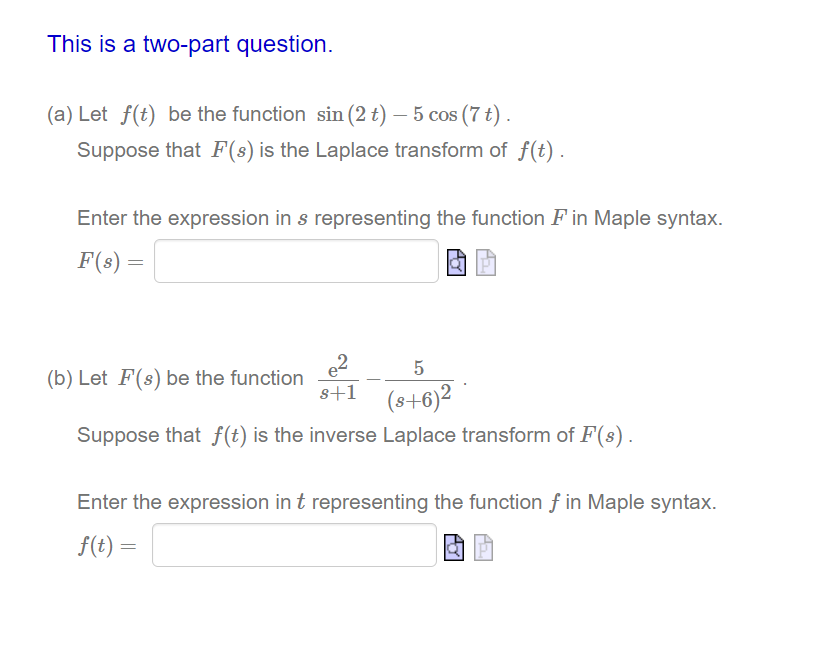 Solved This is a two-part question. (a) Let f(t) be the | Chegg.com