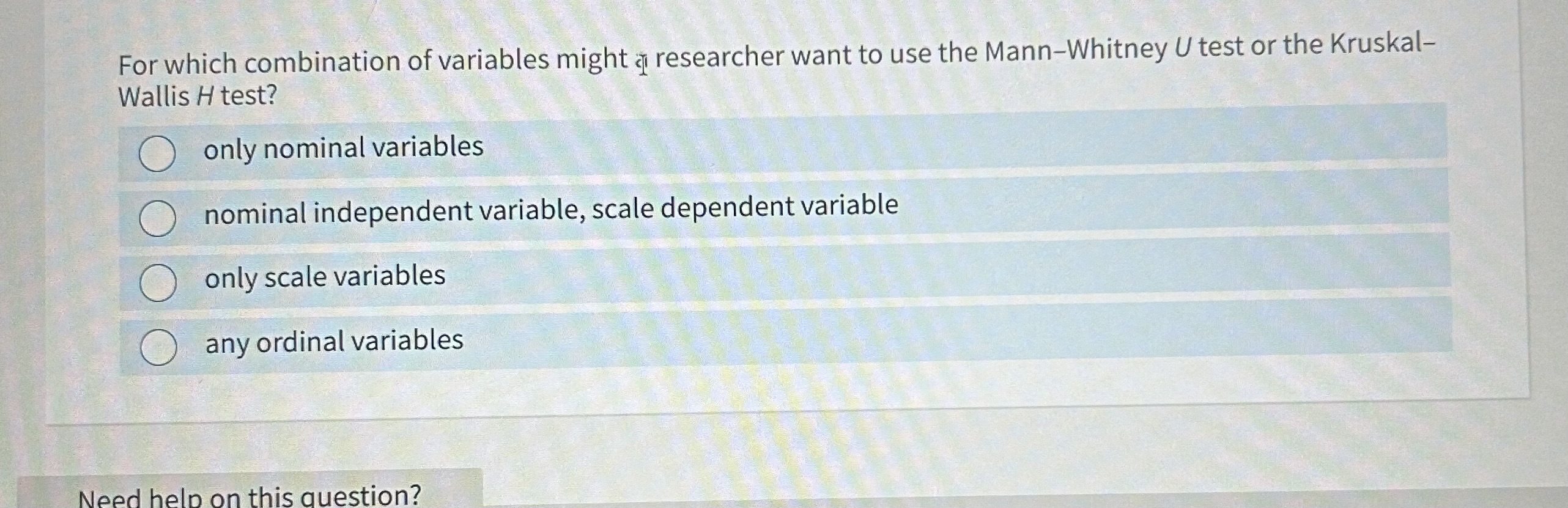 Solved For which combination of variables might iI | Chegg.com