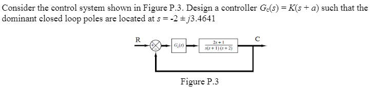 Solved Consider the control system shown in Figure P.3. | Chegg.com