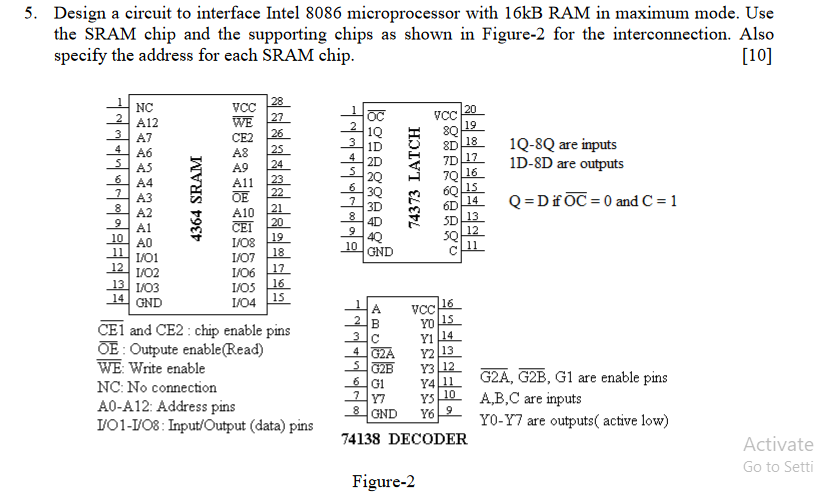 5. Design a circuit to interface Intel 8086 | Chegg.com